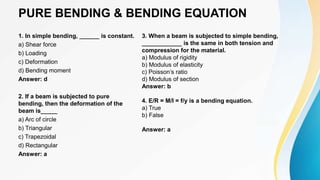 Mcq module 1 on pure bending | PPT
