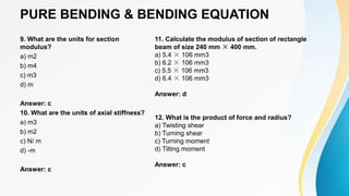 Mcq module 1 on pure bending | PPTX