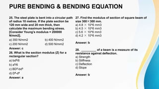 Mcq module 1 on pure bending | PPT