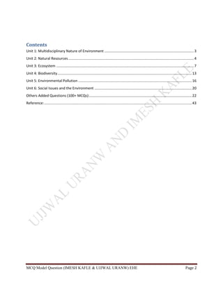 Mcq of environment for public health | PDF