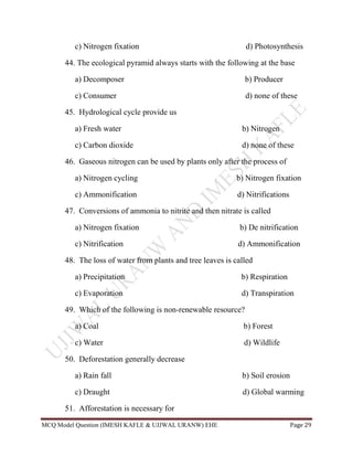 Mcq of environment for public health | PDF