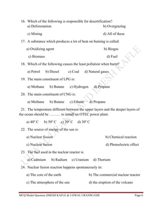 Mcq of environment for public health | PDF