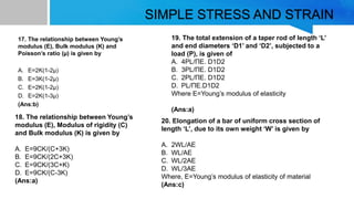 Mcq of module 1 stress and strain | PPTX