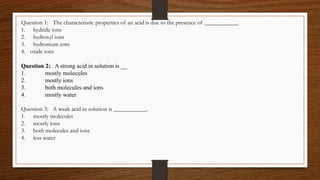 MCQ on Acids, Bases and Salts | PPTX