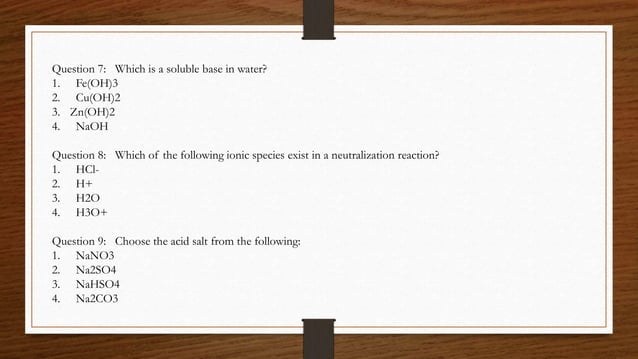MCQ on Acids, Bases and Salts | PPTX