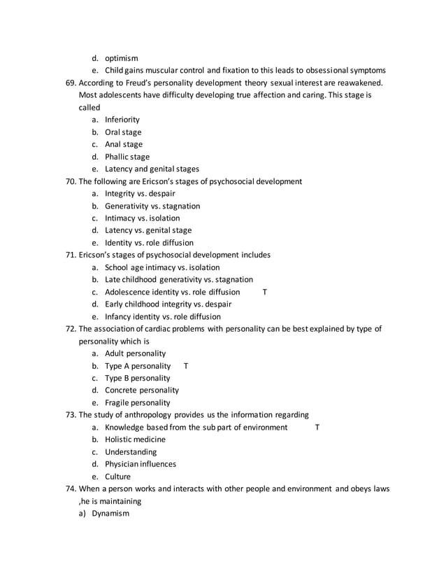 Mcq one best answer behavioral sciences | DOCX