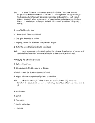 Mcq one best answer behavioral sciences | DOCX