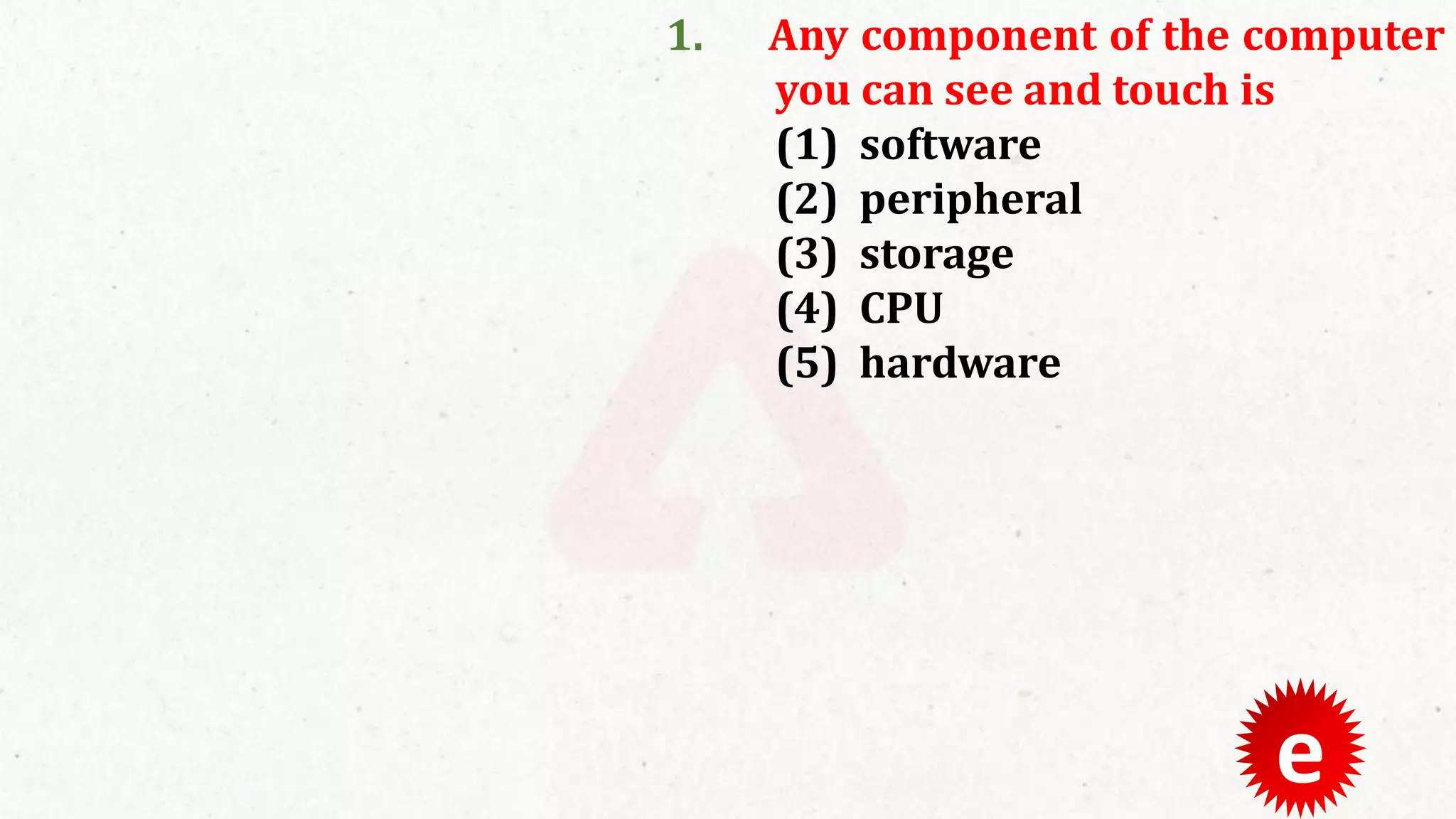 Mcq on fundamental of computer | PPTX | Computing | Technology & Computing