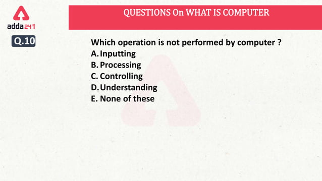 Mcq on fundamental of computer | PPTX | Computing | Technology & Computing