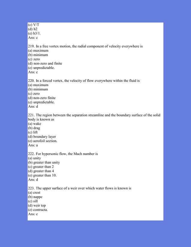 MCQ on Hydraulics and Fluid Mechanics | PDF | Chemistry | Science