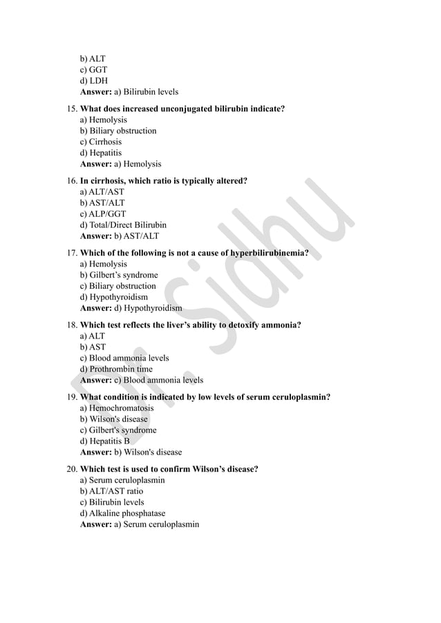 MCQ ON LIVER FUNCTION TEST BIOCHEMISTRYpdf | PDF