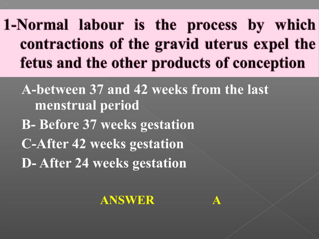 Mcq on normal and abnormal labor for undergraduate | PPT | Pregnancy ...