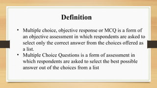 MCQ_ppt for nursing, importance of multiple choice question | PPTX