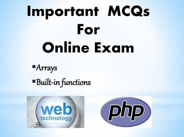 Mcq ppt Php- array | PPTX | Programming Languages | Computing