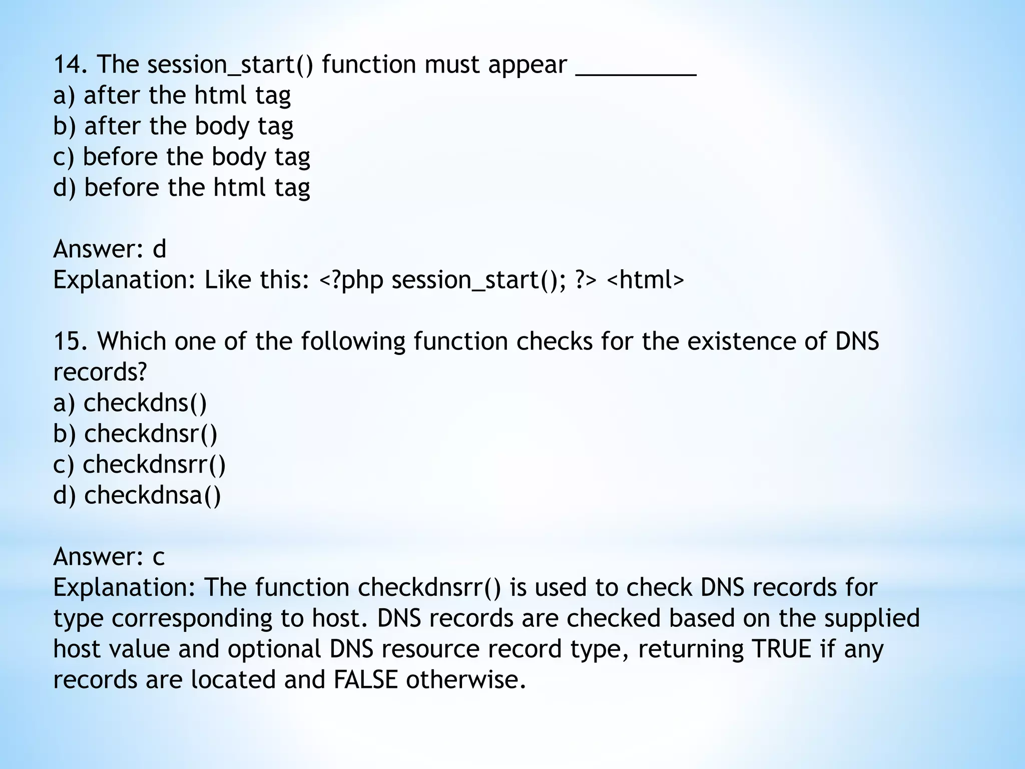 PHP Session - Mcq ppt | PPT