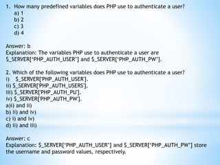 PHP Session - Mcq ppt | PPT