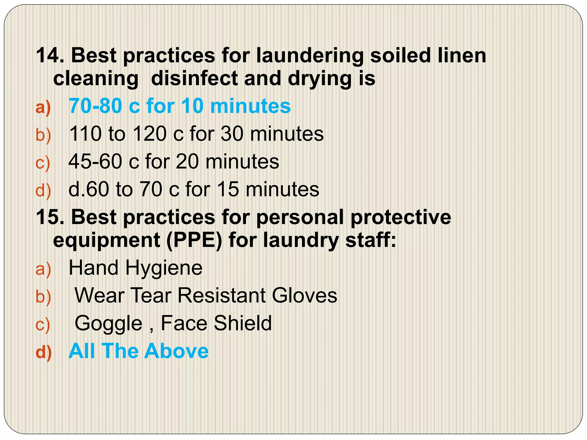 MCQ RELATED TO LINEN MANGEMENT FOR IPC COURSE.pptx