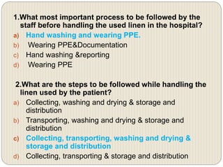 MCQ RELATED TO LINEN MANGEMENT FOR IPC COURSE.pptx