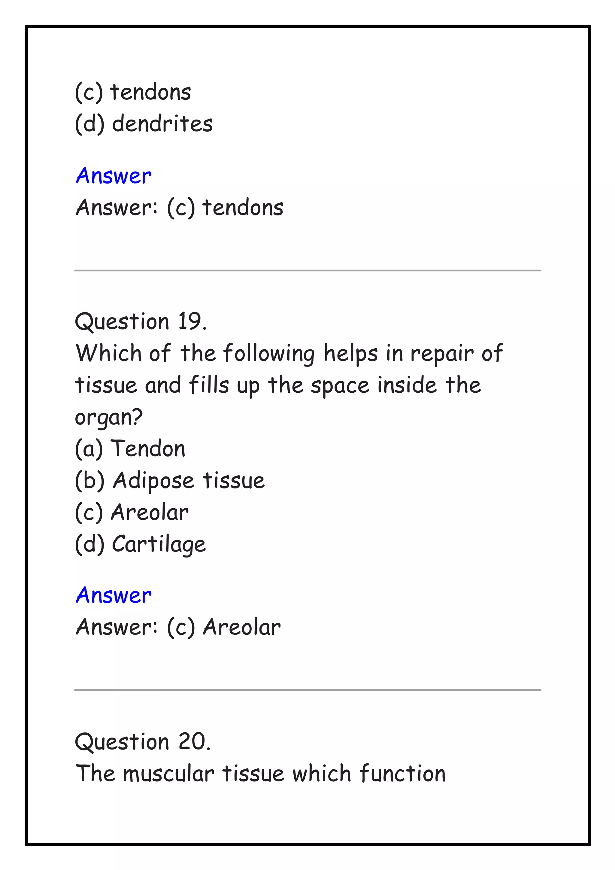 Mcq's of class 9 chapter Tissues | DOCX