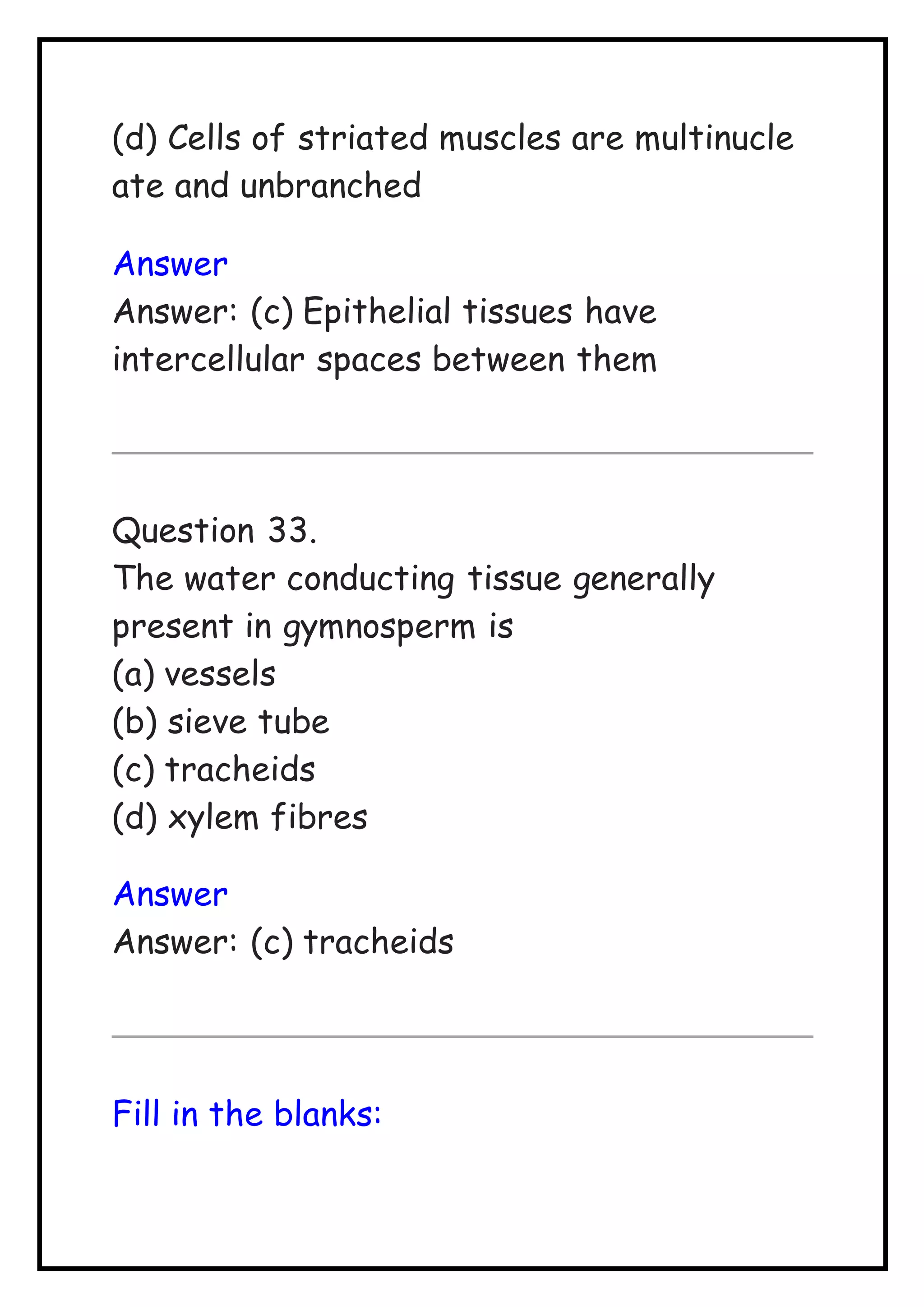 Mcq's of class 9 chapter Tissues | DOCX
