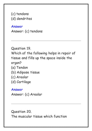 Mcq's of class 9 chapter Tissues | DOCX