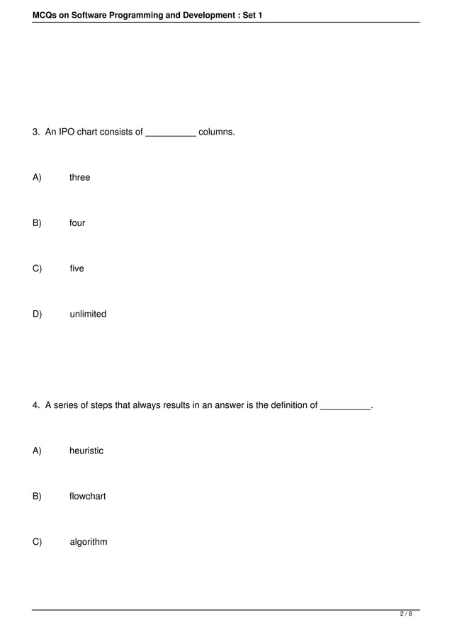 Mcqs on-software-programming-and-development--set-1 | PDF