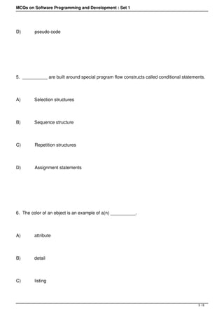 Mcqs on-software-programming-and-development--set-1 | PDF