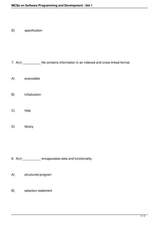 Mcqs on-software-programming-and-development--set-1 | PDF