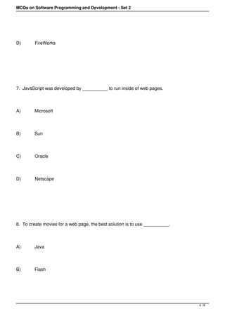 Mcqs on-software-programming-and-development--set-2 | PDF
