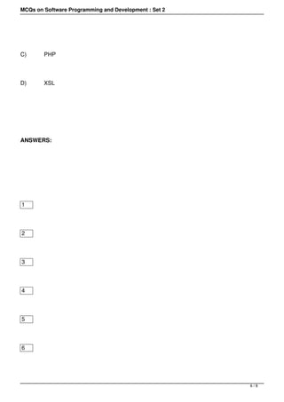 Mcqs on-software-programming-and-development--set-2 | PDF