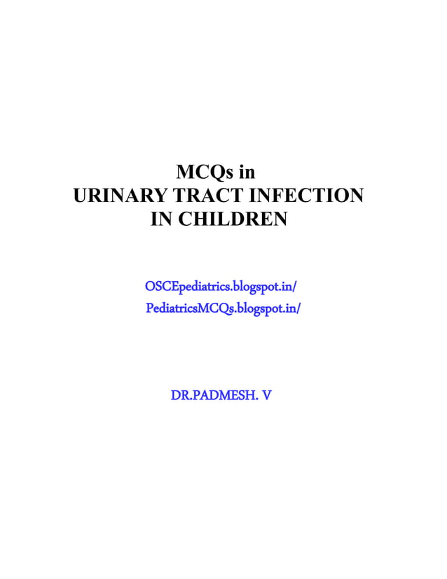 MCQs - Urinary Tract Infection in Children | PDF | Digestive Disorders ...
