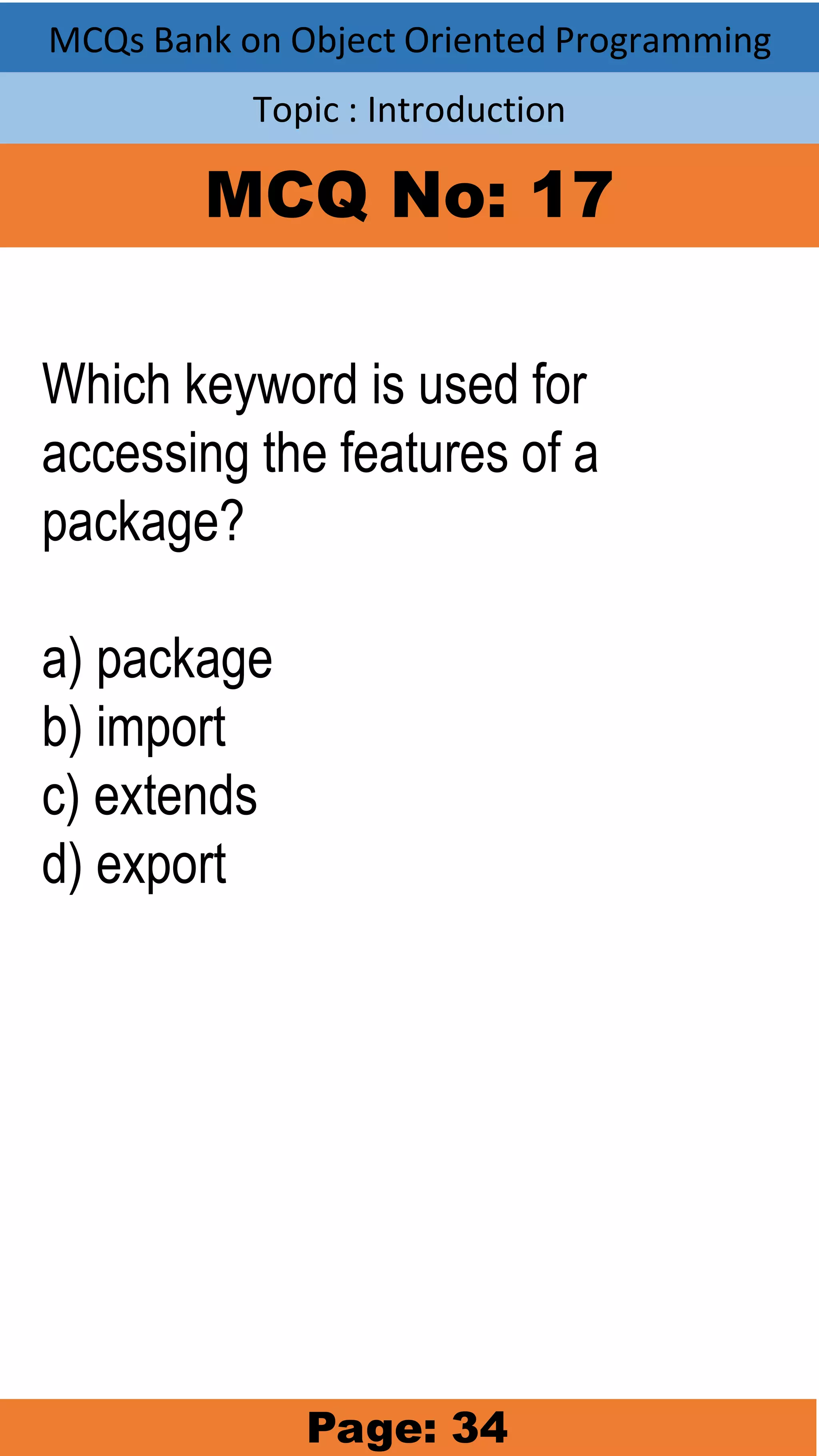 Multiple Choice Questions On Java Object Oriented Programming Bank 1 Introduction Pdf 
