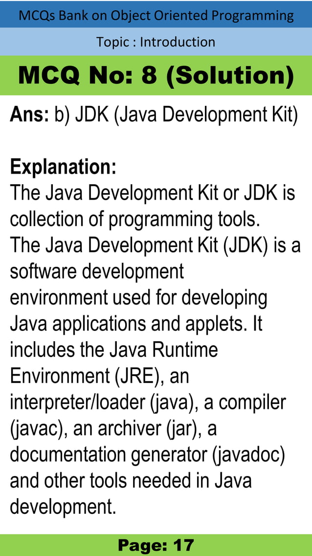 Multiple Choice Questions on JAVA (object oriented programming) bank 1 -- introduction | PDF