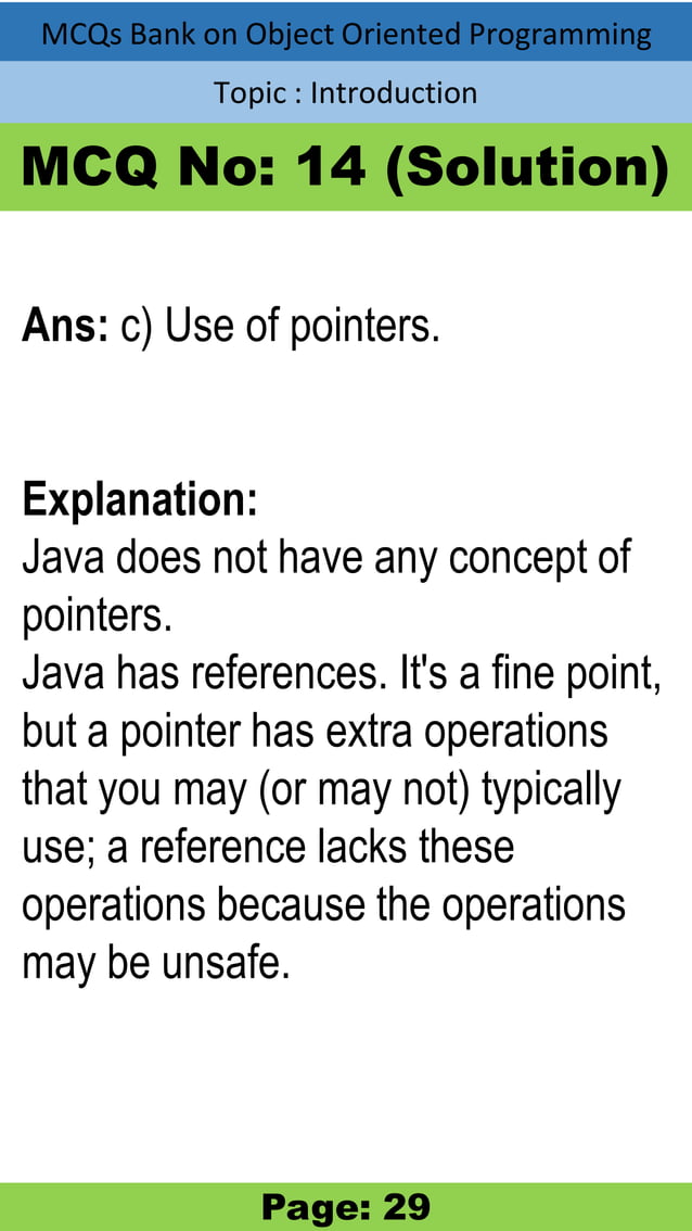 Multiple Choice Questions On Java Object Oriented Programming Bank 1 7508