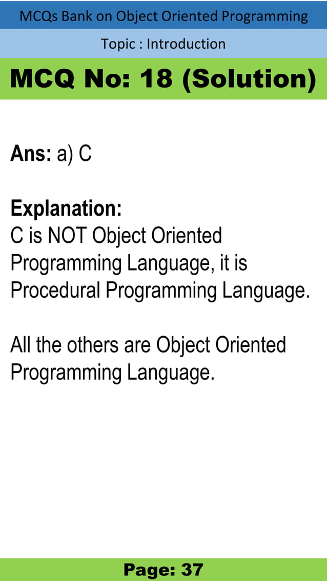 Multiple Choice Questions On Java Object Oriented Programming Bank 1 Introduction Pdf