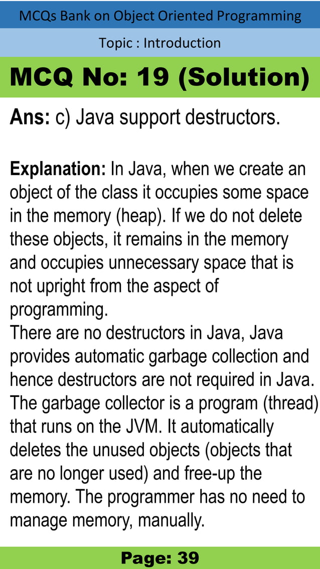 Multiple Choice Questions on JAVA (object oriented programming) bank 1 -- introduction | PDF