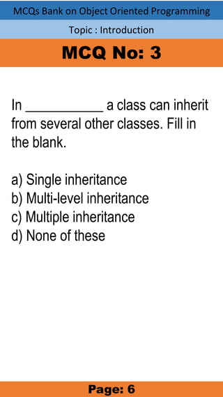Multiple Choice Questions On Java Object Oriented Programming Bank 1
