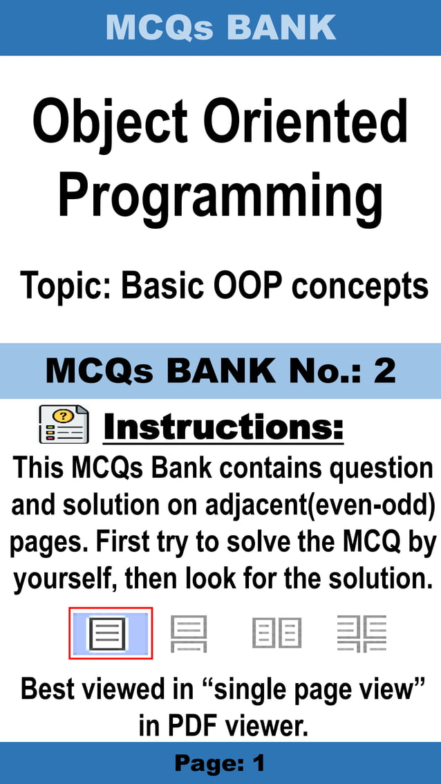 Multiple Choice Questions On Java Object Oriented Programming Bank 2 Basic Oop Concepts Pdf