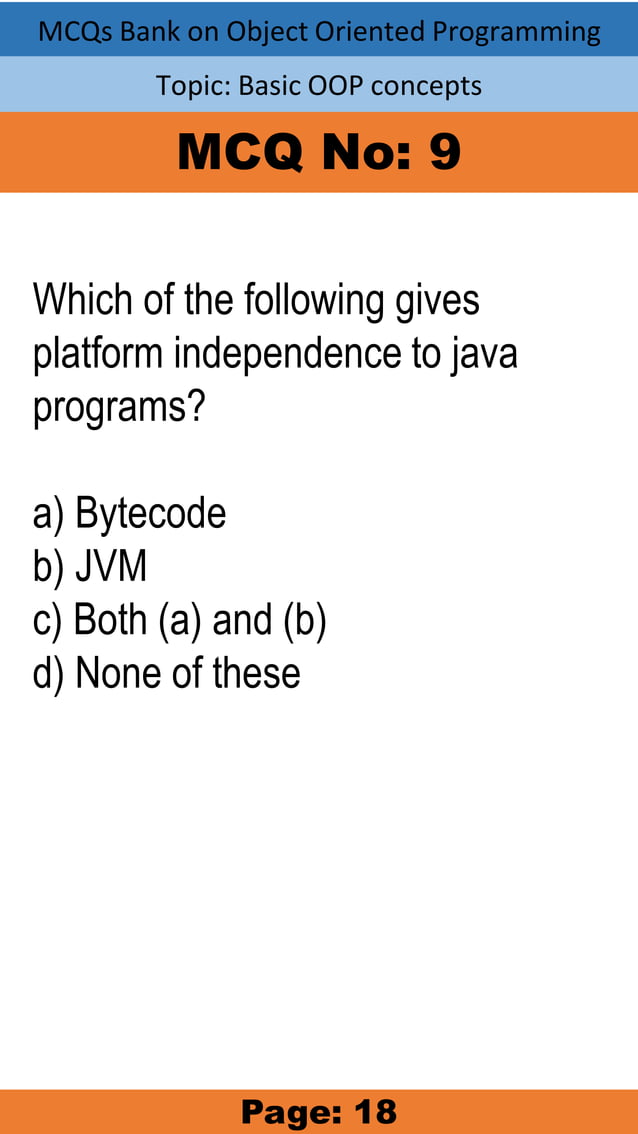 Multiple Choice Questions on JAVA (object oriented programming) bank 2 -- basic oop concepts | PDF