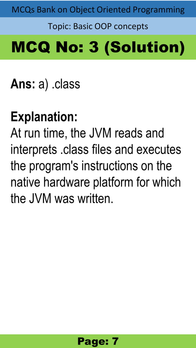 Multiple Choice Questions on JAVA (object oriented programming) bank 2 -- basic oop concepts | PDF