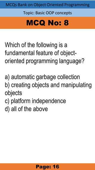 Multiple Choice Questions On Java Object Oriented Programming Bank 2 Basic Oop Concepts Pdf 