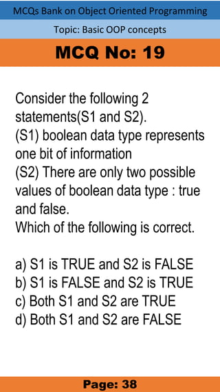 Multiple Choice Questions On Java Object Oriented Programming Bank 2 Basic Oop Concepts Pdf