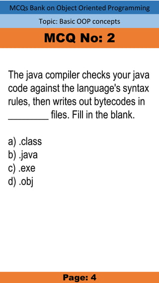 Multiple Choice Questions On Java Object Oriented Programming Bank 2 Basic Oop Concepts Pdf