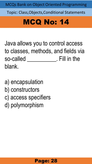 Multiple Choice Questions On Java Object Oriented Programming Bank 3 Classobjects