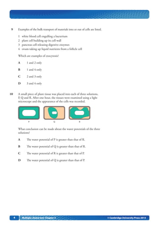 Multiple choice Membranes and Transport | PDF