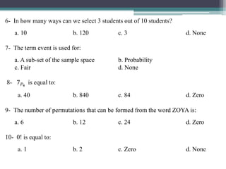 Mcqs (counting technique) | PPT