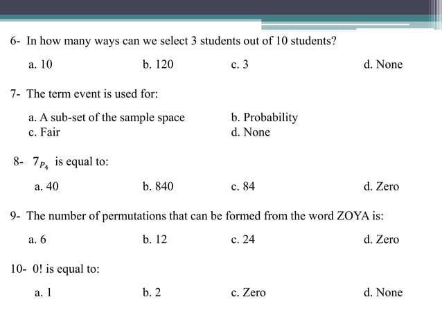 Mcqs Counting Technique Ppt