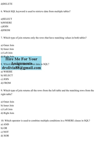 MCQ Select the correct answer.1. What does SQL stand fora.pdf ...