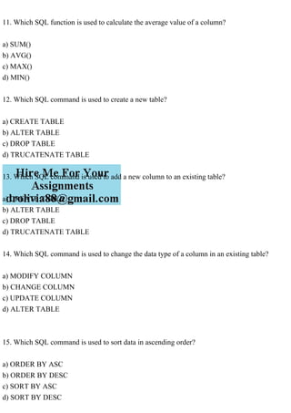 MCQ Select the correct answer.1. What does SQL stand fora.pdf ...