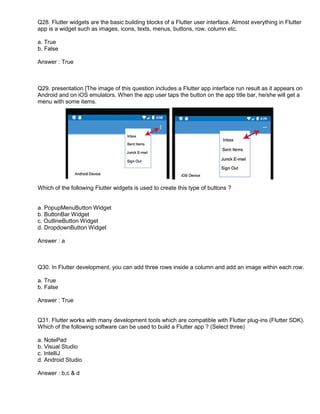 Flutter and Dart MCQS | PDF